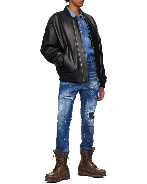 Dsquared2 Zip-up Leather Bomber Jacket