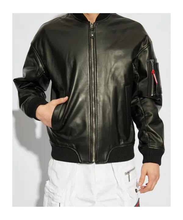 Dsquared2 Zip-up Leather Bomber Jacket