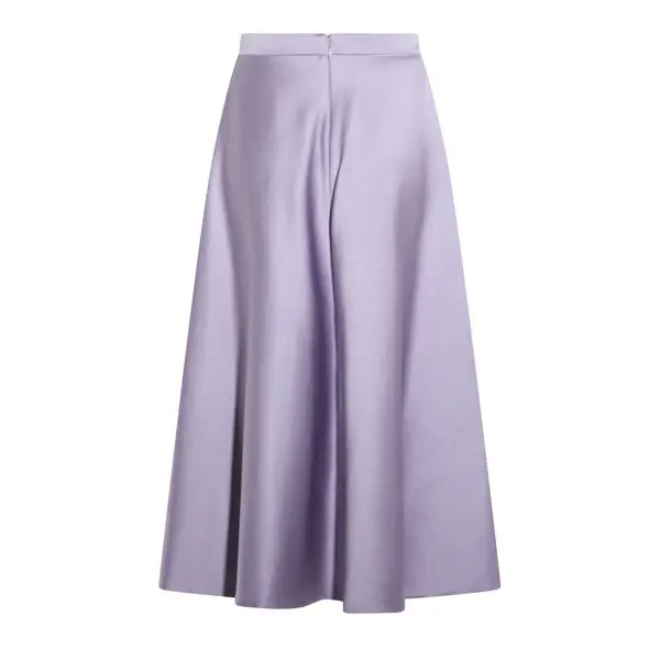 Elisabetta Franchi Duchess Satin Midi Skirt With Logo Chain Detail - Lavender