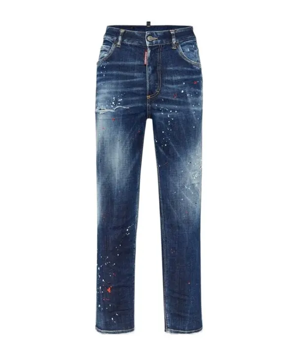 Dsquared2 Distressed Straight-leg Jeans - Navy