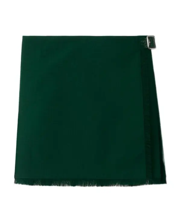 Burberry Pleated Frayed-edge Mini Skirt - Ivy