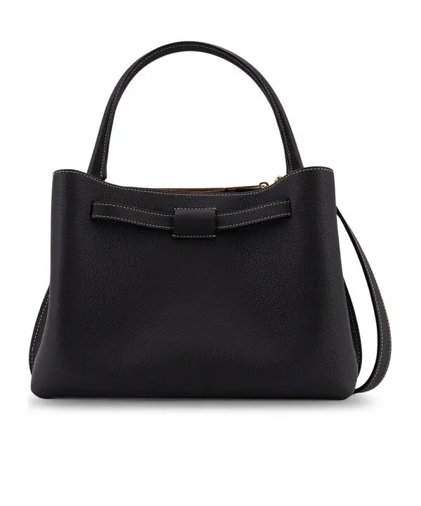 TOD'S T-plaque Belt Detail Tote Bag - Black