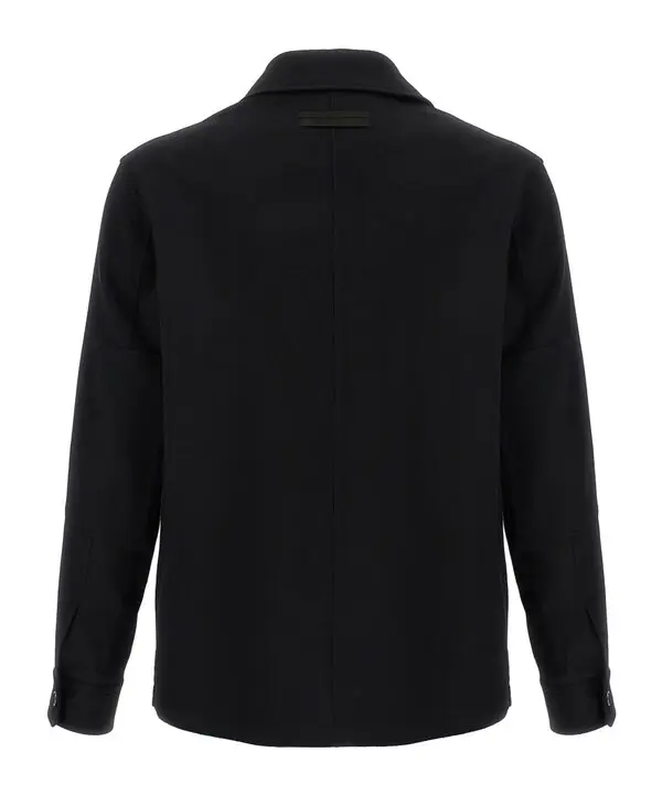 Zegna Cashmere Pocket-detail Overshirt - Black