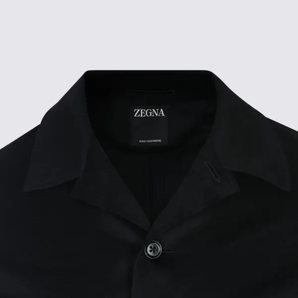 Zegna Cashmere Pocket-detail Overshirt - Black