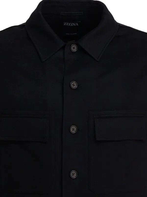 Zegna Cashmere Pocket-detail Overshirt - Black