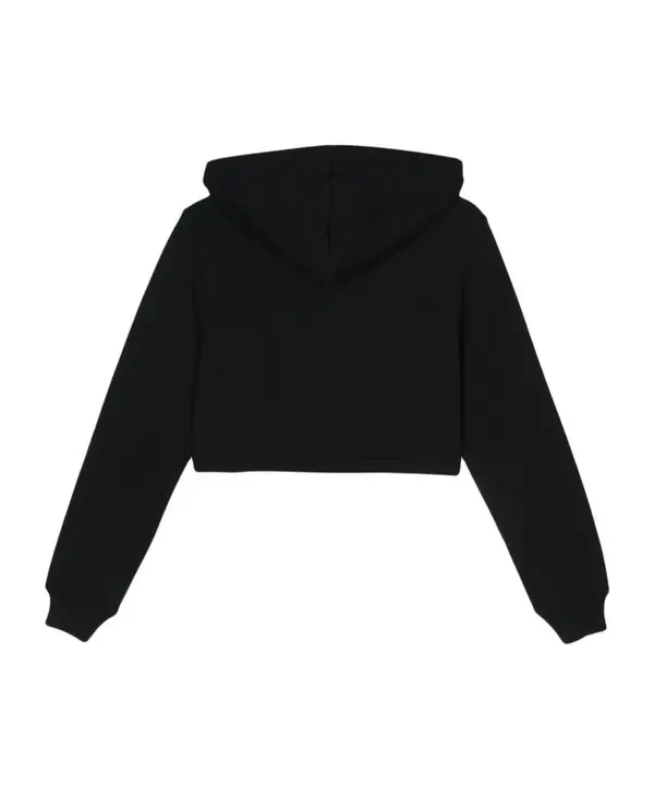 Moschino Cropped Cotton Hoodie With Logo Print