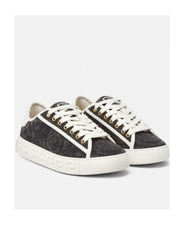 Versace Barocco Greca Lace-up Sneakers - White