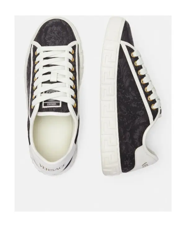 Versace Barocco Greca Lace-up Sneakers - White