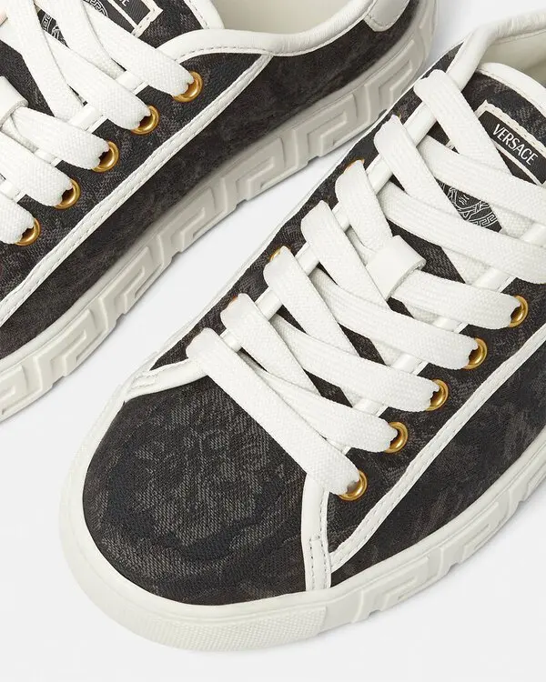 Versace Barocco Greca Lace-up Sneakers - White