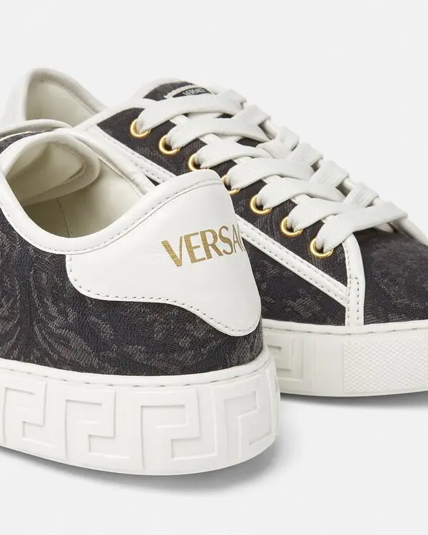 Versace Barocco Greca Lace-up Sneakers - White