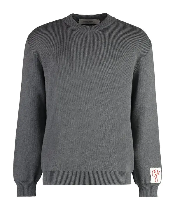 GOLDEN GOOSE Logo Detailed Knitted Pullover - Gray