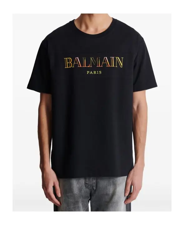 Balmain Vintage Logo Embroidered T-shirt - Black