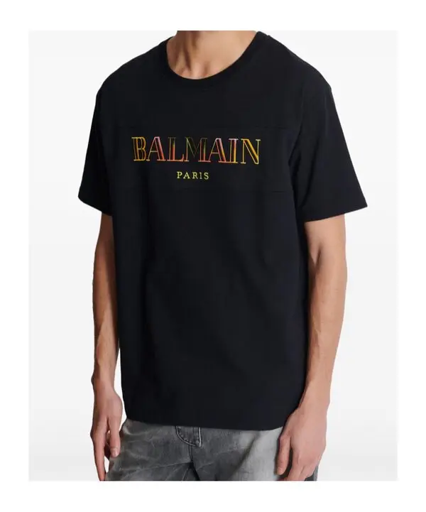 Balmain Vintage Logo Embroidered T-shirt - Black