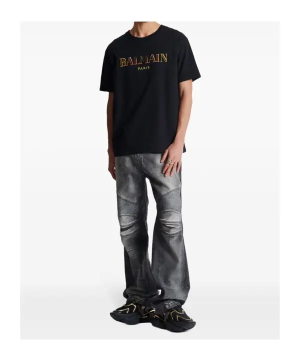 Balmain Vintage Logo Embroidered T-shirt - Black