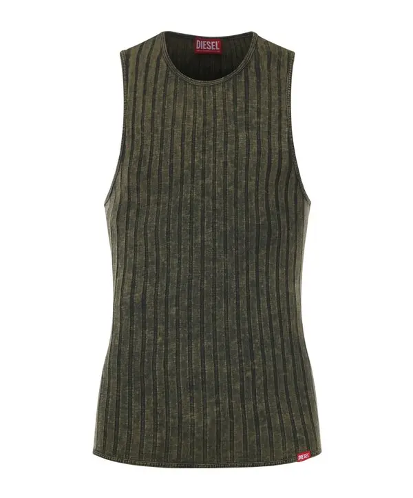 DIESEL® Ribbed Sleeveless Crew Neck Vest - Green
