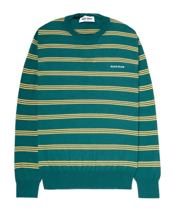 Miu Miu Striped Logo Embroidered Jumper - No