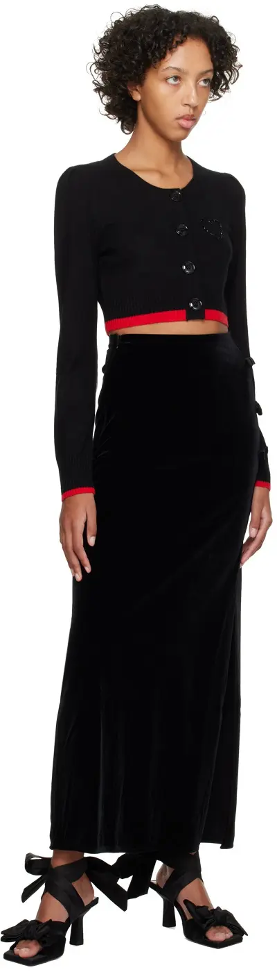 GANNI Velvet Maxi Skirt With Bow Embellishment