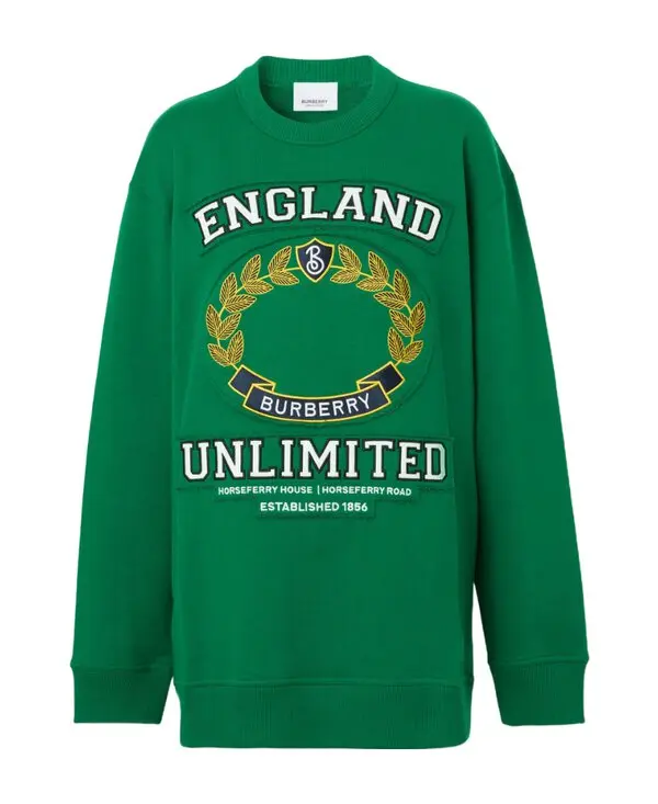 Burberry College Graphic Cotton Oversized Sweatshirt - Green
