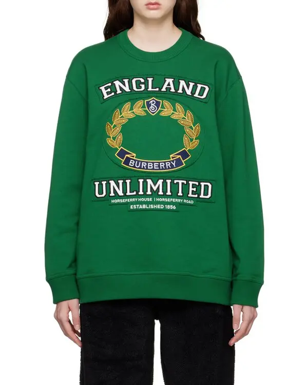 Burberry College Graphic Cotton Oversized Sweatshirt - Green