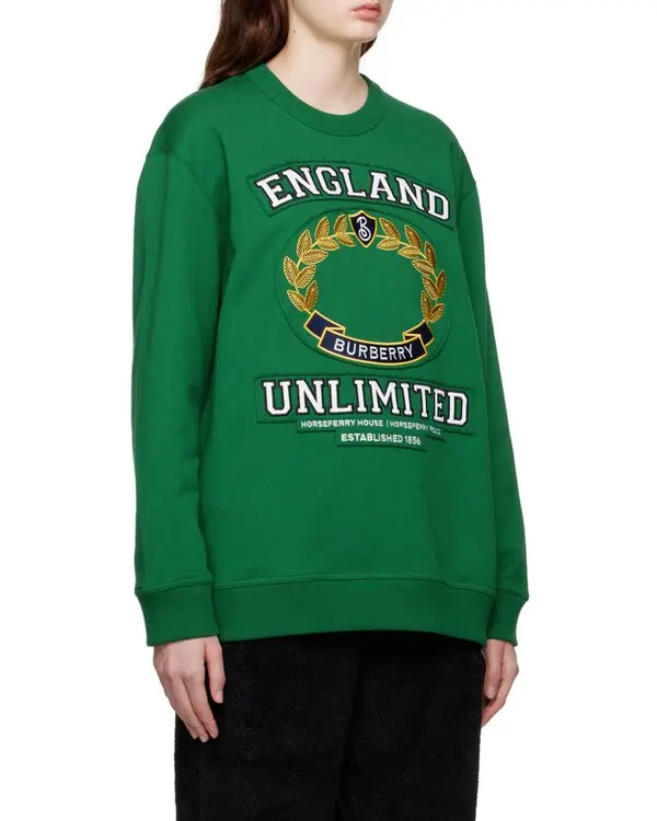 Burberry College Graphic Cotton Oversized Sweatshirt - Green
