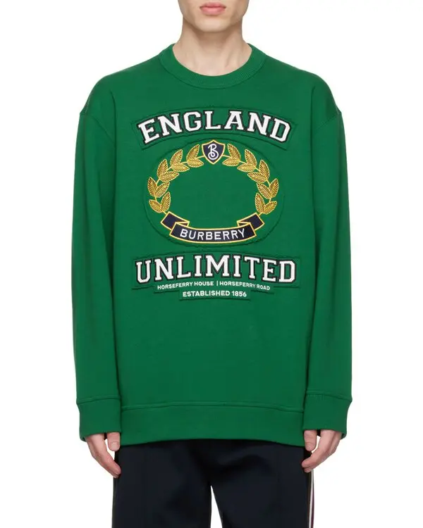 Burberry College Graphic Cotton Oversized Sweatshirt - Green