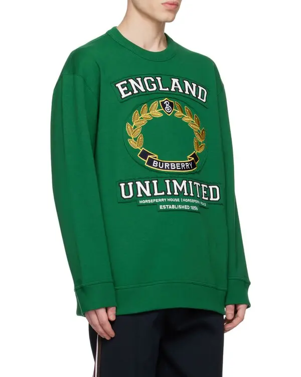 Burberry College Graphic Cotton Oversized Sweatshirt - Green