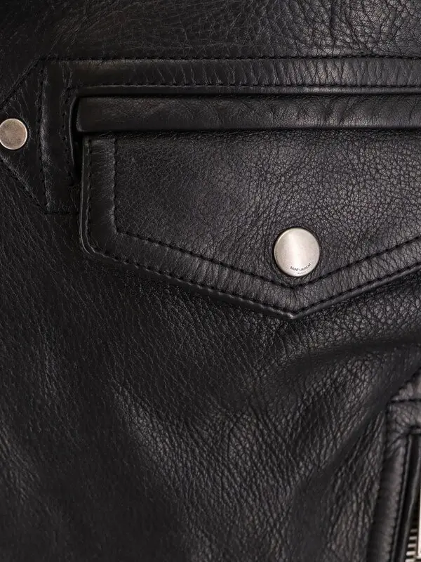 Saint Laurent Zip Detailed Long-sleeved Leather Jacket