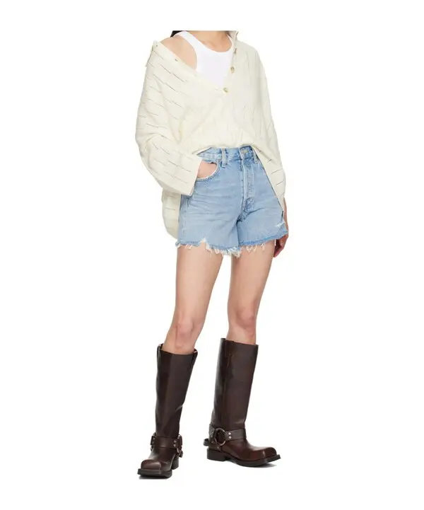 AGOLDE Parker High-waisted Denim Shorts - Blue