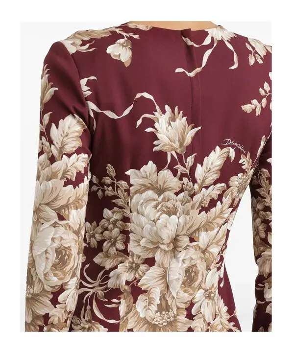 Dolce & Gabbana Rose-print Long-sleeve Dress