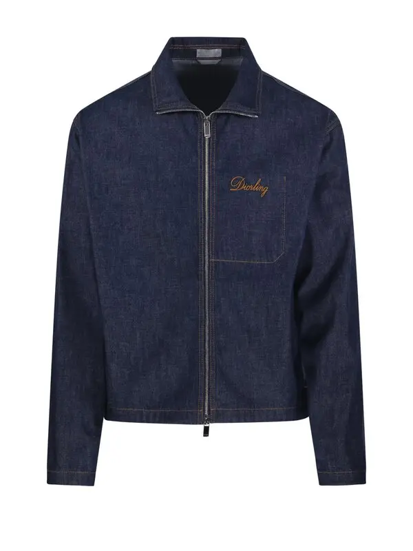 Dior Denim Zip-up Jacket - Blue