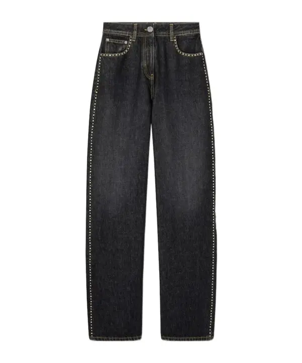 Versace Embellished Straight Leg Jeans - Black