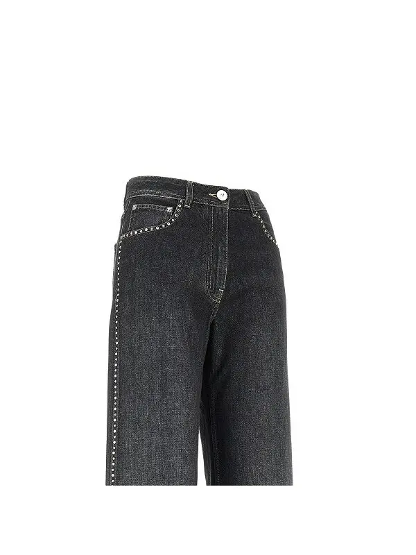 Versace Embellished Straight Leg Jeans - Black
