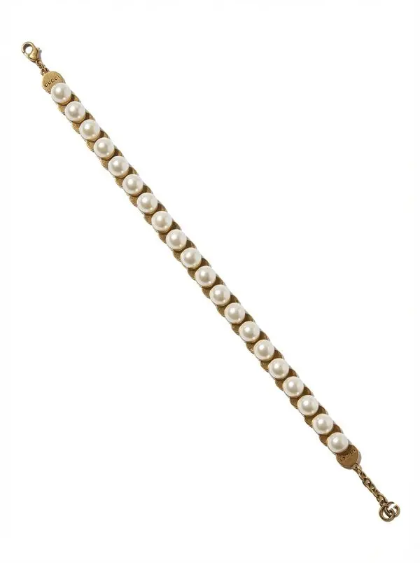 Gucci Pearl Beaded Necklace - Light Gold