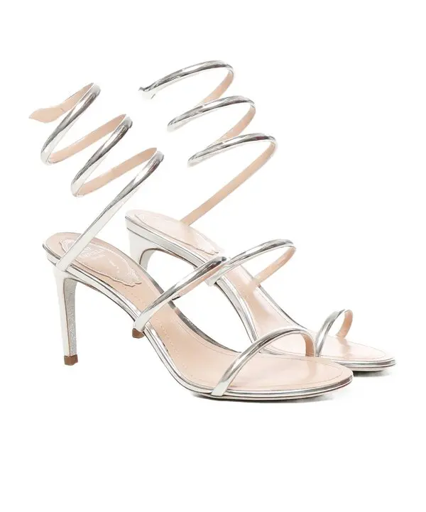 Rene Caovilla Cleo Spiral Strappy Sandals - Silver
