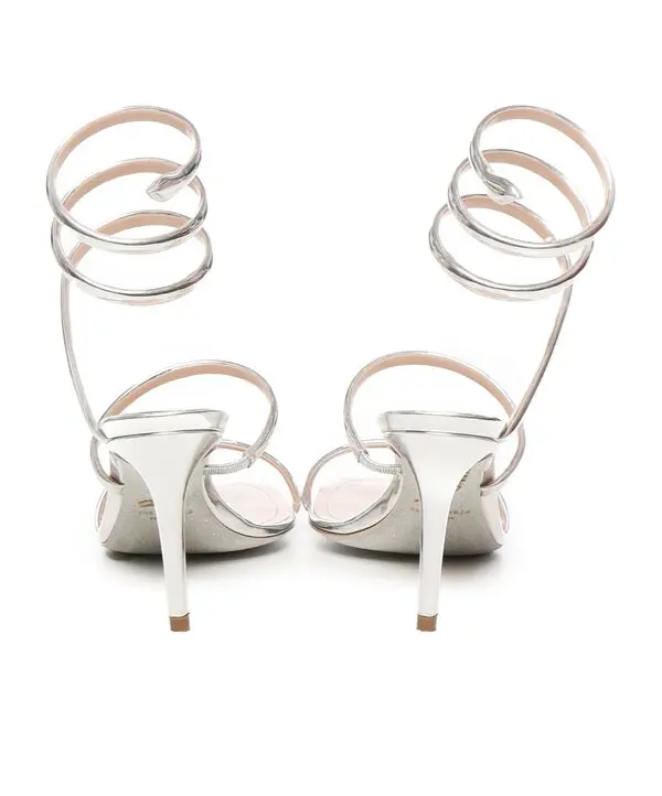 Rene Caovilla Cleo Spiral Strappy Sandals - Silver