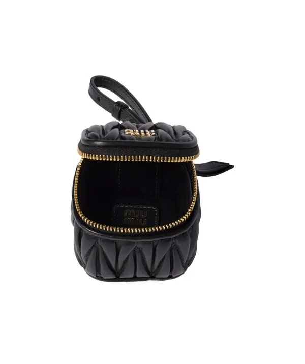 Miu Miu Matelassé Zippered Pouch With Iconic Letter Detail