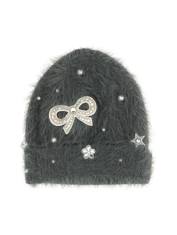 Monnalisa Crystal Embellished Beanie - Black