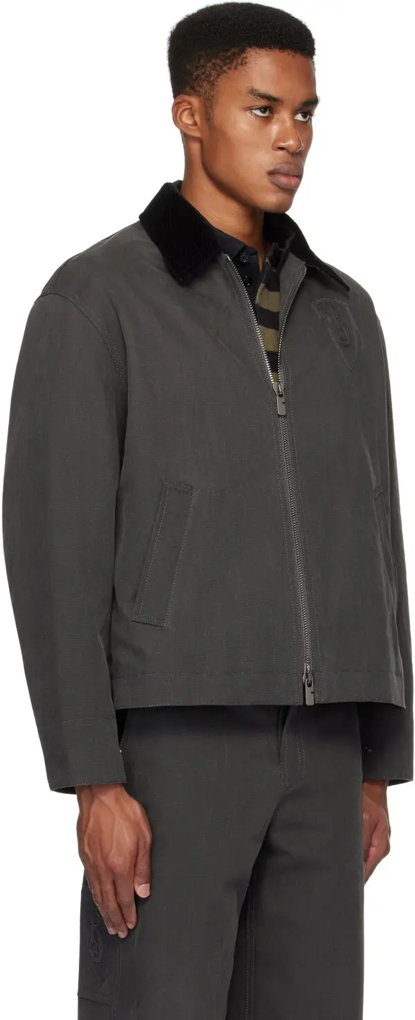 Burberry Zip-up Jacket With B-shaped Decal - Black