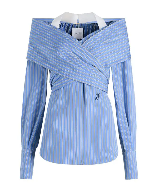 PATOU Off-shoulder Wrap Top - Blue