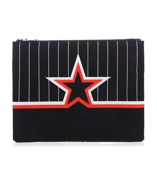Givenchy Striped Star Zipper Clutch - Black