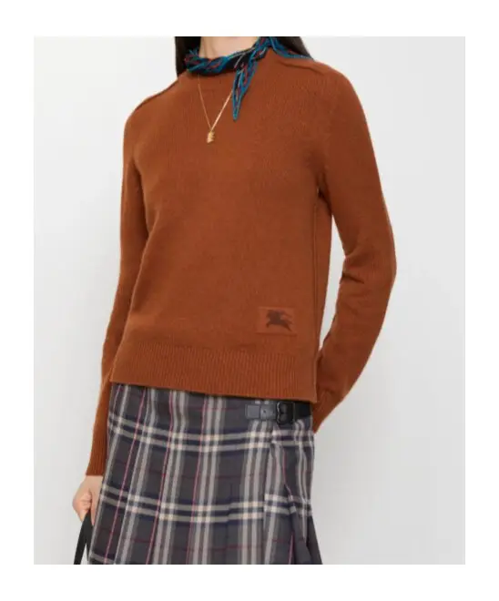 Burberry Crewneck Jumper With Intarsia Knit - Ginger Orange