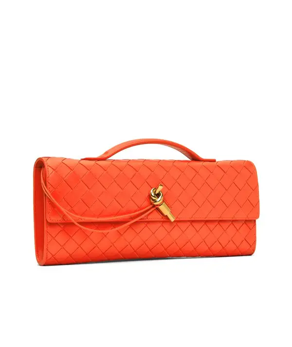 Bottega Veneta Andiamo Intrecciato Clutch Bag - Red