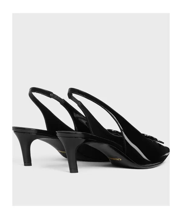 Celine Slingback Alma In Patent Calfskin - Black