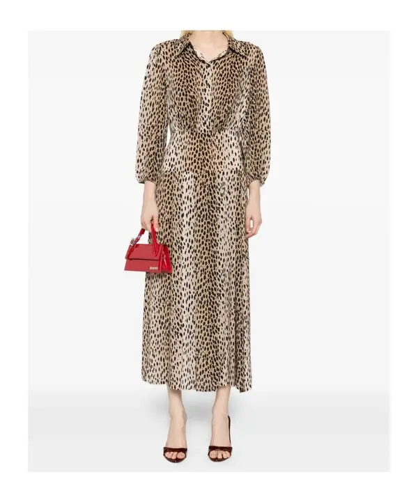 Rixo Izzy Leopard Print Shirt Dress - Nude