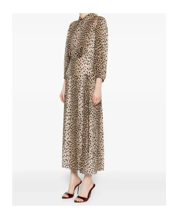 Rixo Izzy Leopard Print Shirt Dress - Nude
