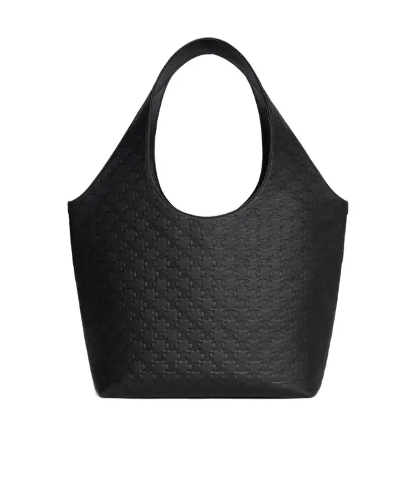 Celine Shopper Cabas In Triomphe Embossed Calfskin - Black