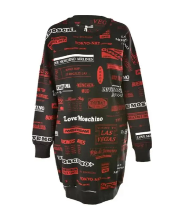 Moschino Fashion Alphabet" Printed Long Sleeve Dress