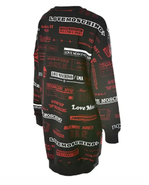 Moschino Fashion Alphabet" Printed Long Sleeve Dress