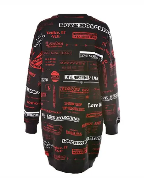 Moschino Fashion Alphabet" Printed Long Sleeve Dress