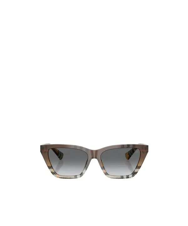 Burberry Cat-eye Full Rim Patterned Sunglasses - Check Sand